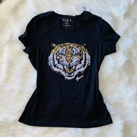 Guess | Tops | Guess Tiger Sequins Shirt | Poshmark